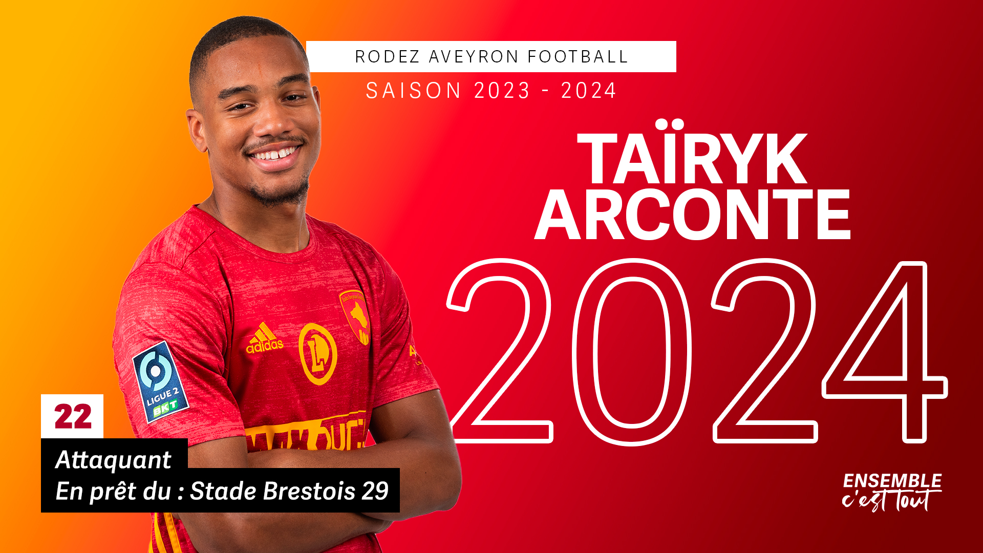 Mercato : Taïryk Arconte est prêté au RAF ! - Rodez Aveyron Football